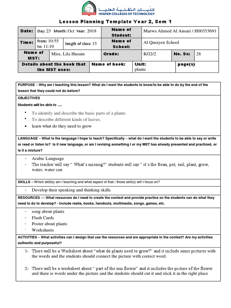 Lesson Plan 4 | PDF | Lesson Plan | Psychological Concepts