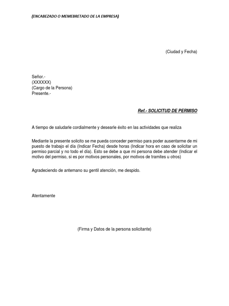 Modelo de Carta de Permiso