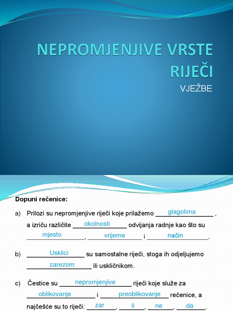 Nepromjenjive Vrste Riječi - Vježba 1 (1)
