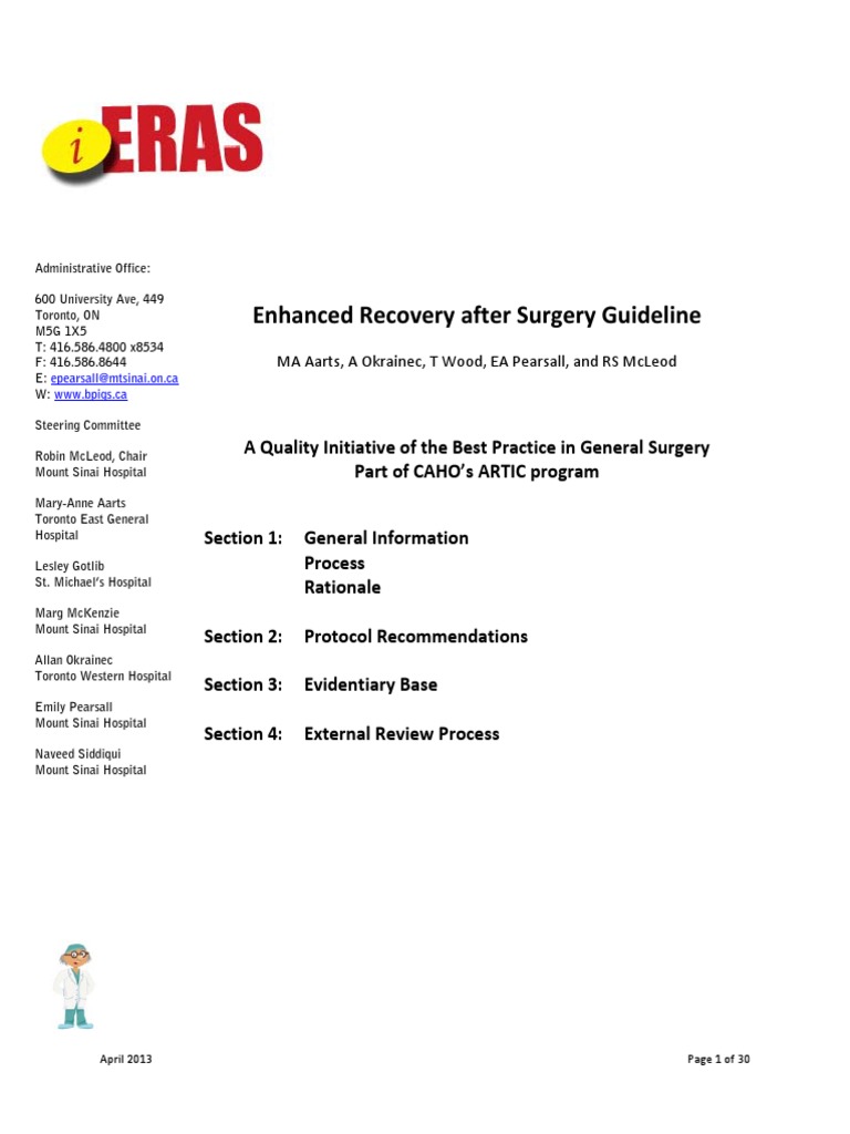 Enhanced Recovery After Surgery Guideline | PDF | Hemodynamics | Saline ...