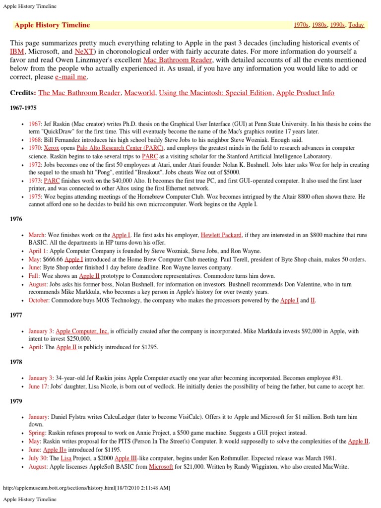 Apple History Timeline | PDF | Macintosh | Apple Inc.