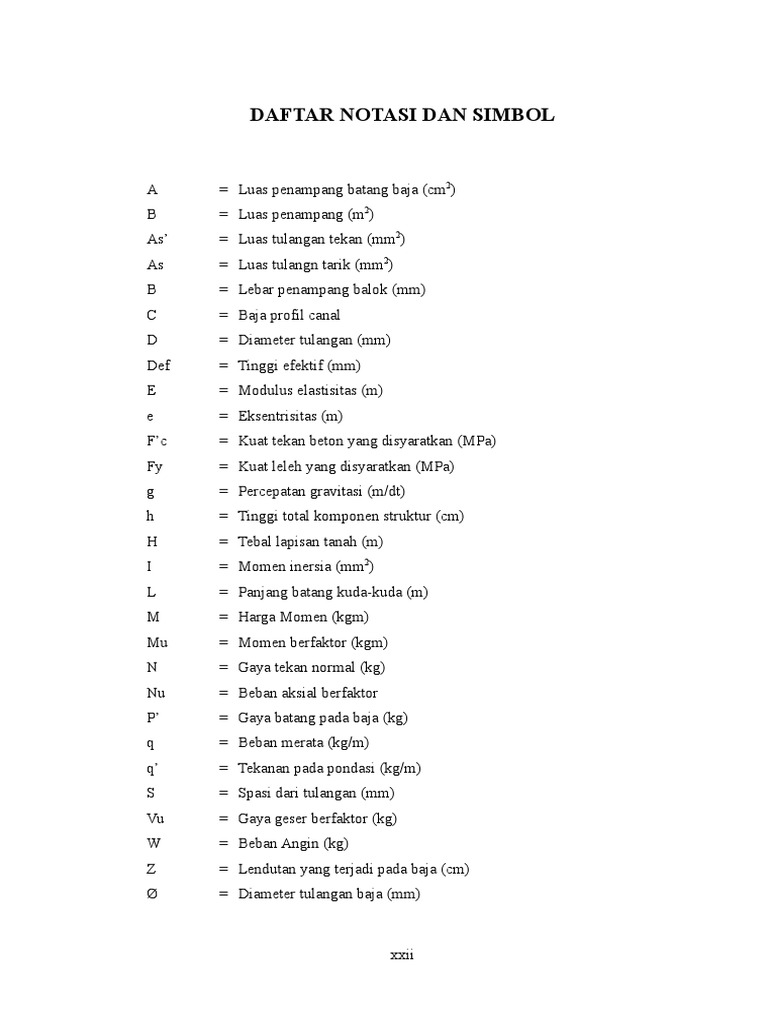 Daftar Notasi Dan Simbol | PDF