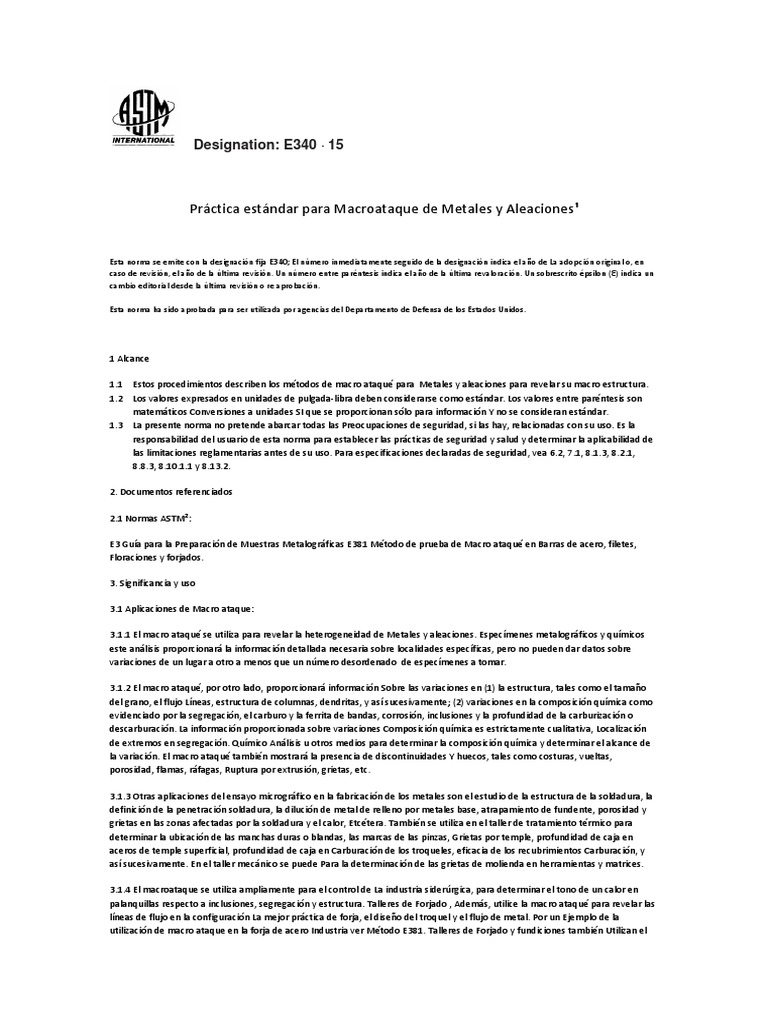 Astm E340-15 Español | PDF