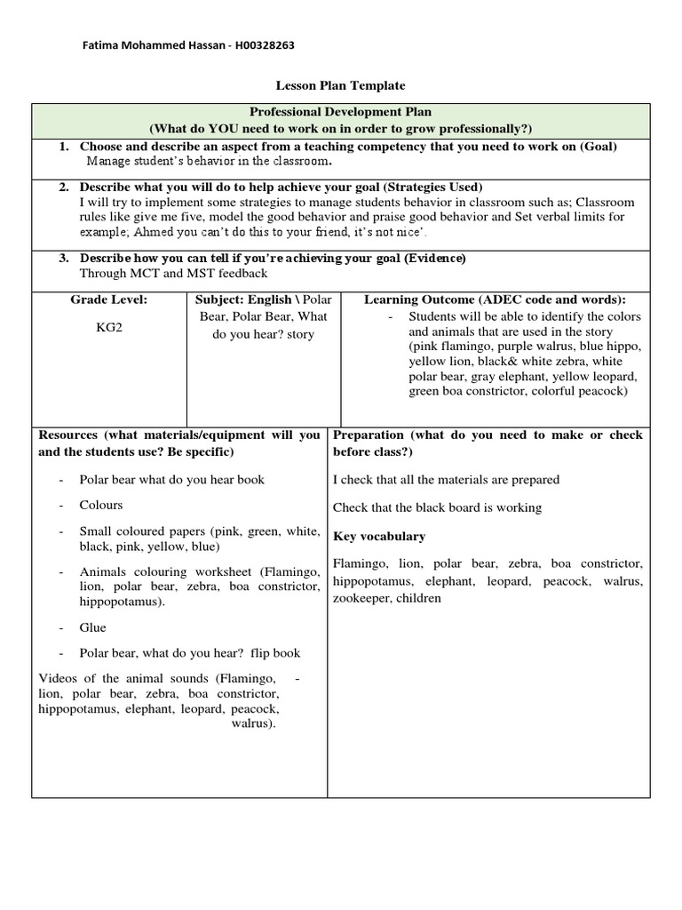 Lesson Plan 2 - Polar Bear | Download Free PDF | Lesson Plan | Teaching