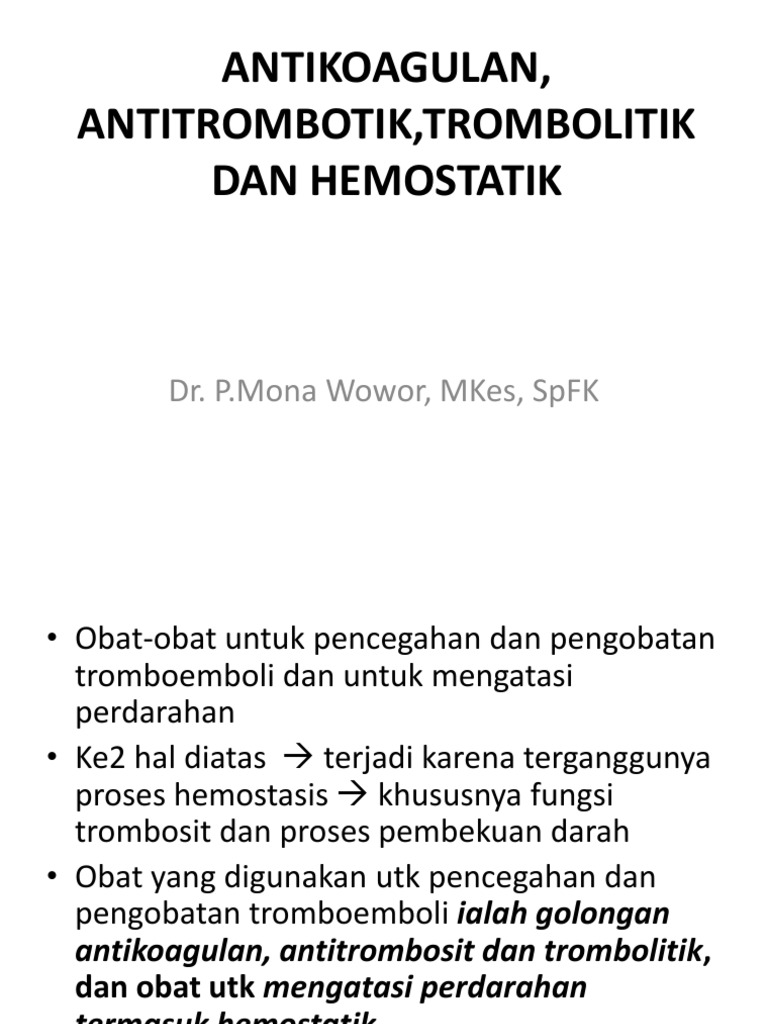 Obat Antikoagulan dan Antitrombotik | PDF | Pengembangan Diri ...