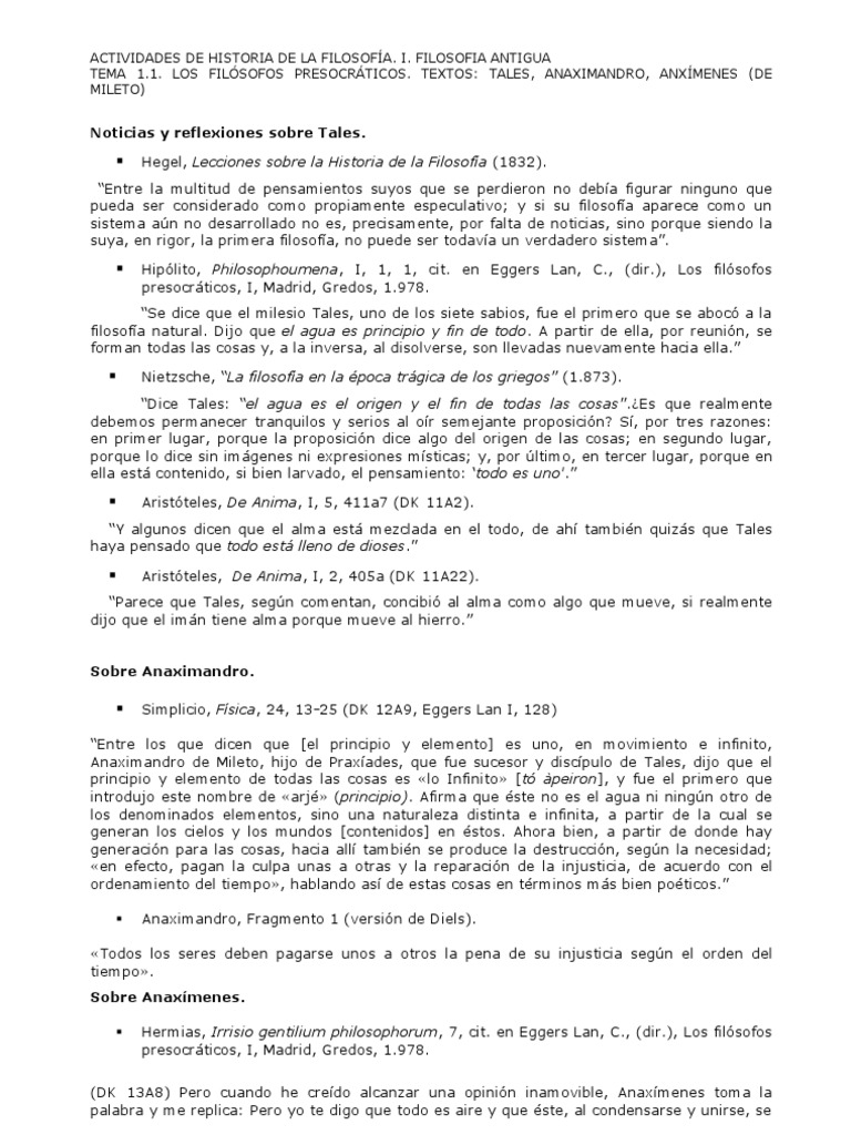 Actividades Textos Los Milesios 2010 | PDF | Metafísica | Science