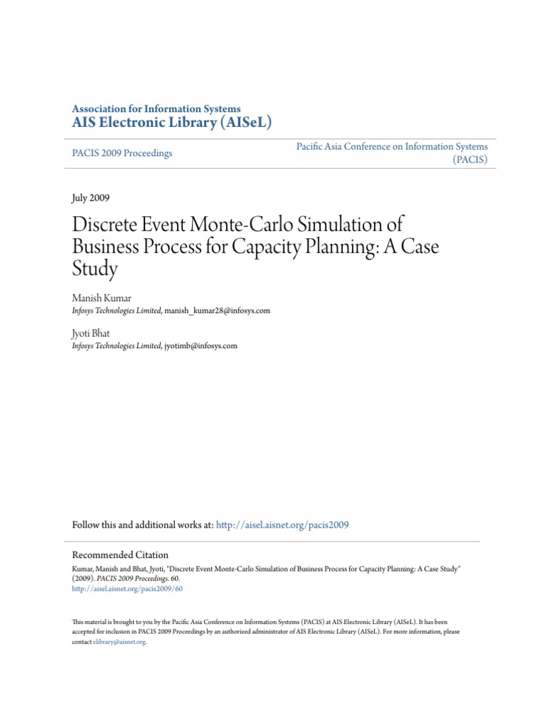 Discrete Event Monte-Carlo Simulation of Business Process For Cap ...