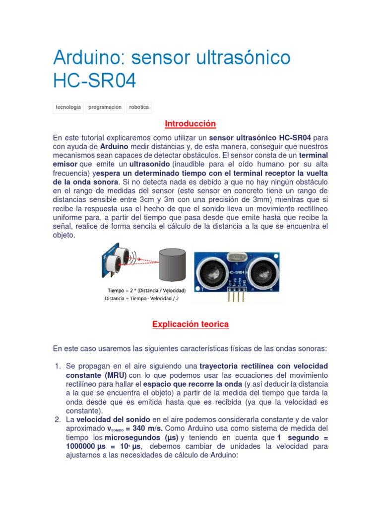 Arduino Sensor Ultrasónico HC SR04 | PDF | Olas | Velocidad