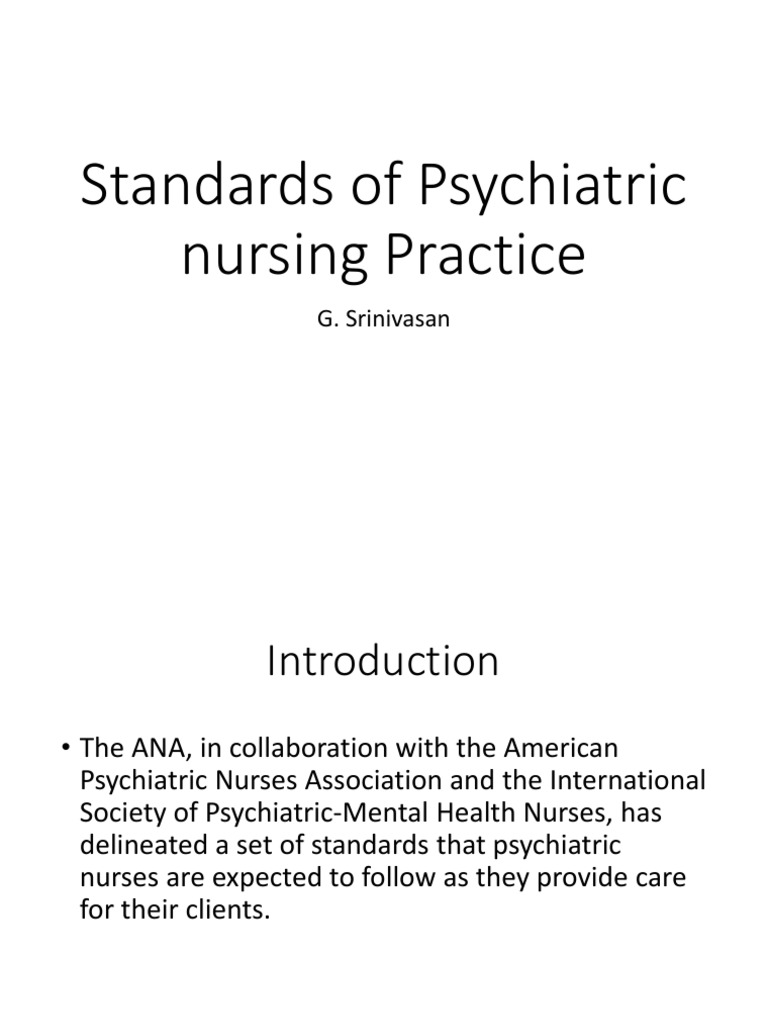 Standards of Psychiatric Nursing Practice | PDF | Nursing | Psychiatric ...