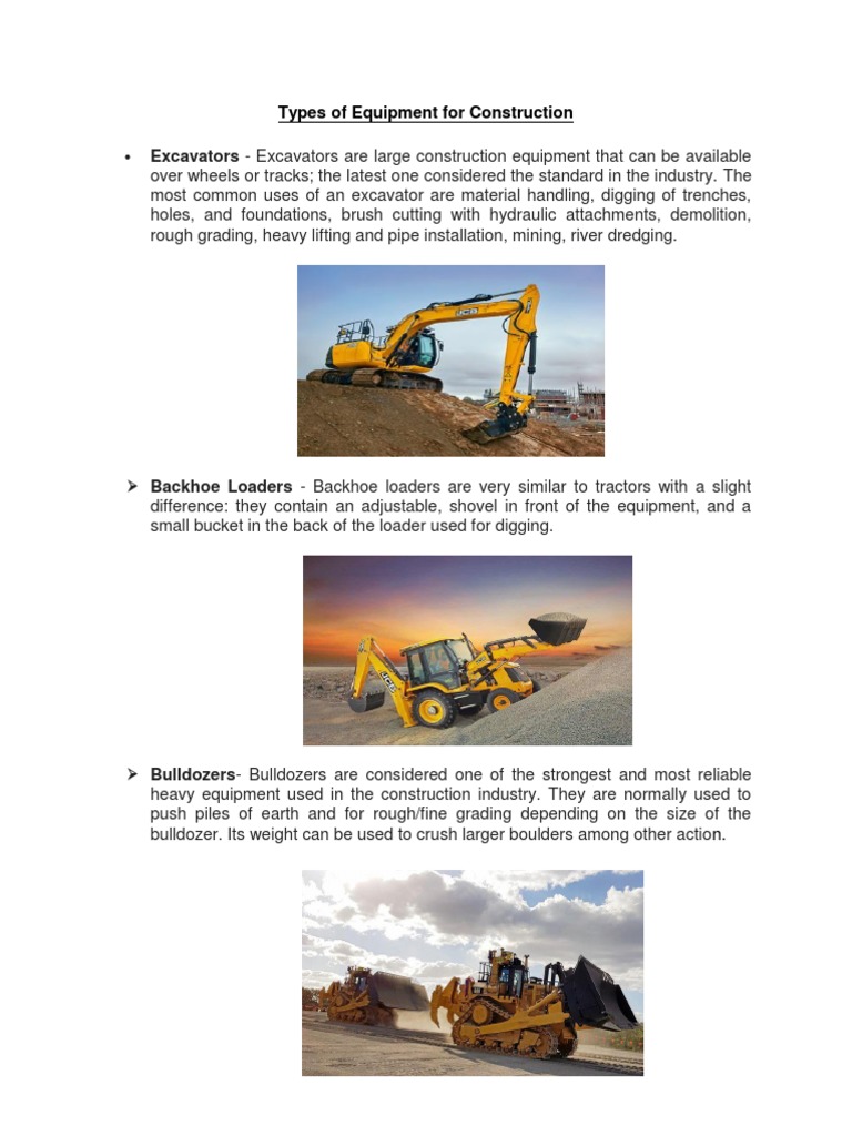 Types of Equipment For Construction | Download Free PDF | Loader ...