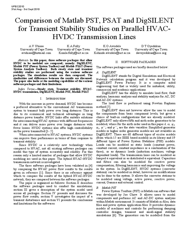 Comparison of Matlab PST PSAT and DigSILENT PDF | PDF | High Voltage ...
