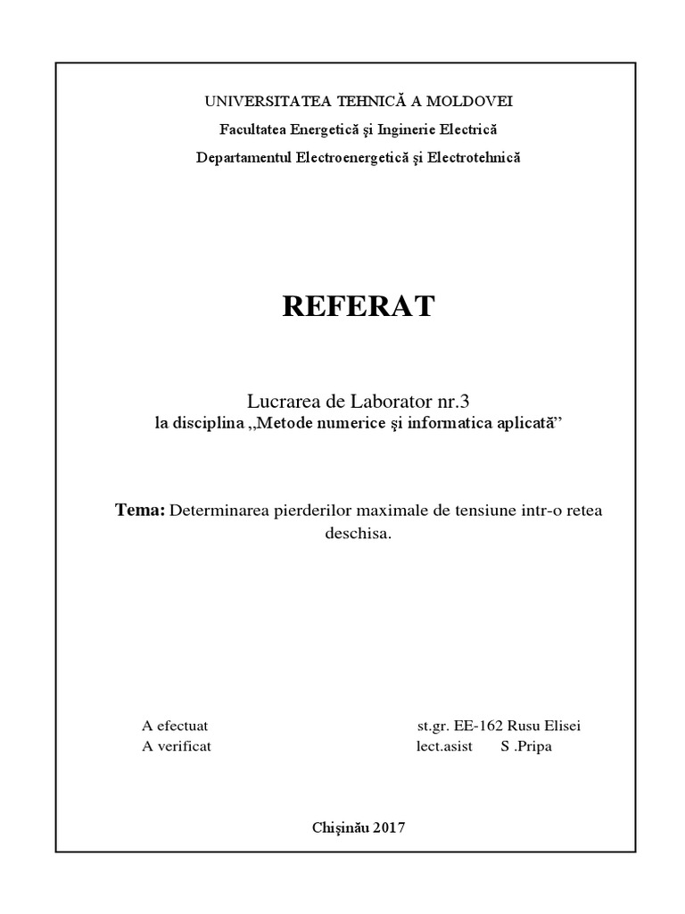 Referat: Lucrarea de Laborator nr.3 | PDF