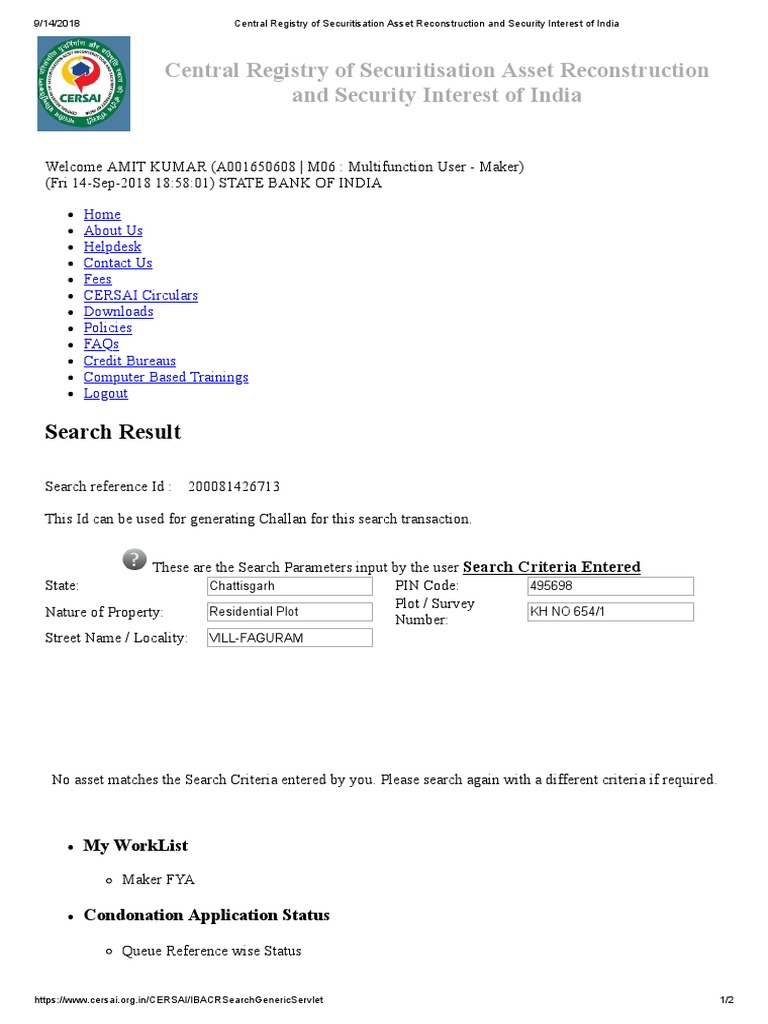 Central Registry of Securitisation Asset Reconstruction and Security ...