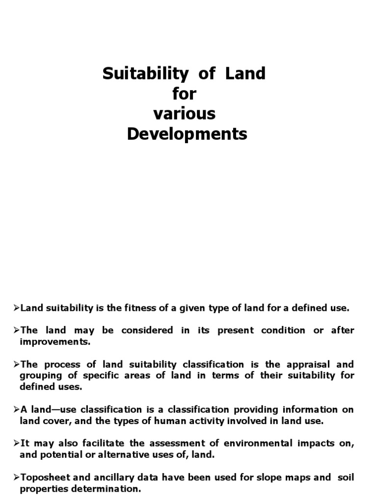 M.arc Class V Land Suitability Classification | PDF | Geography | Earth ...