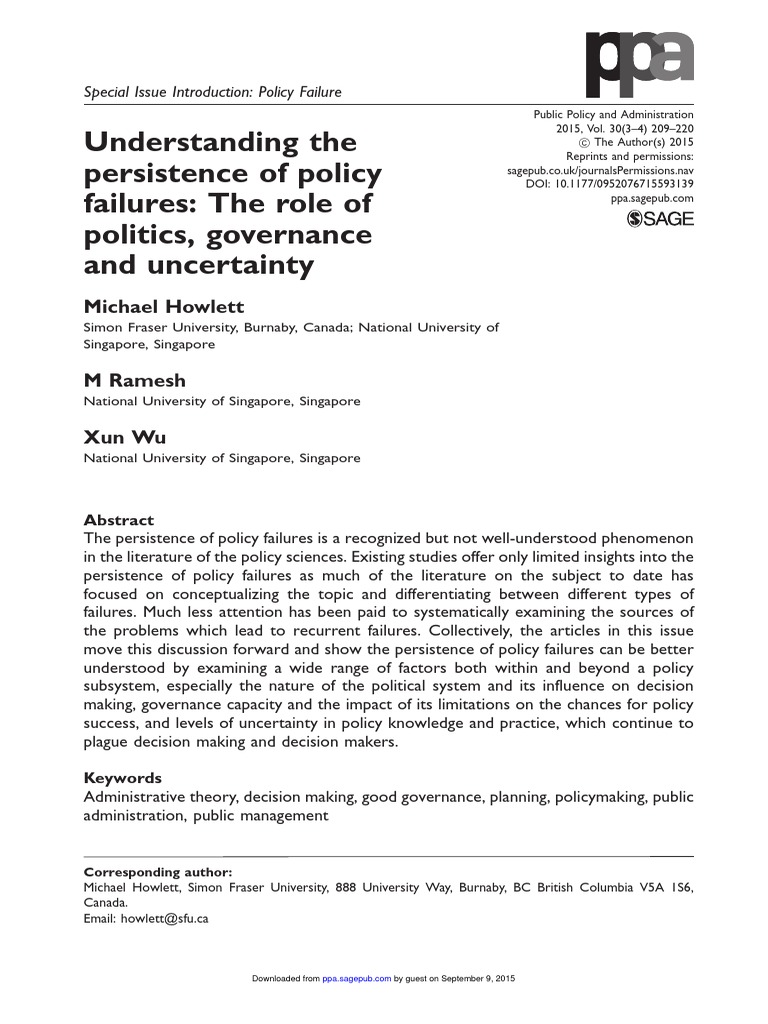 15howlett - (2015) - Understanding The Policy Failure | PDF | Policy ...