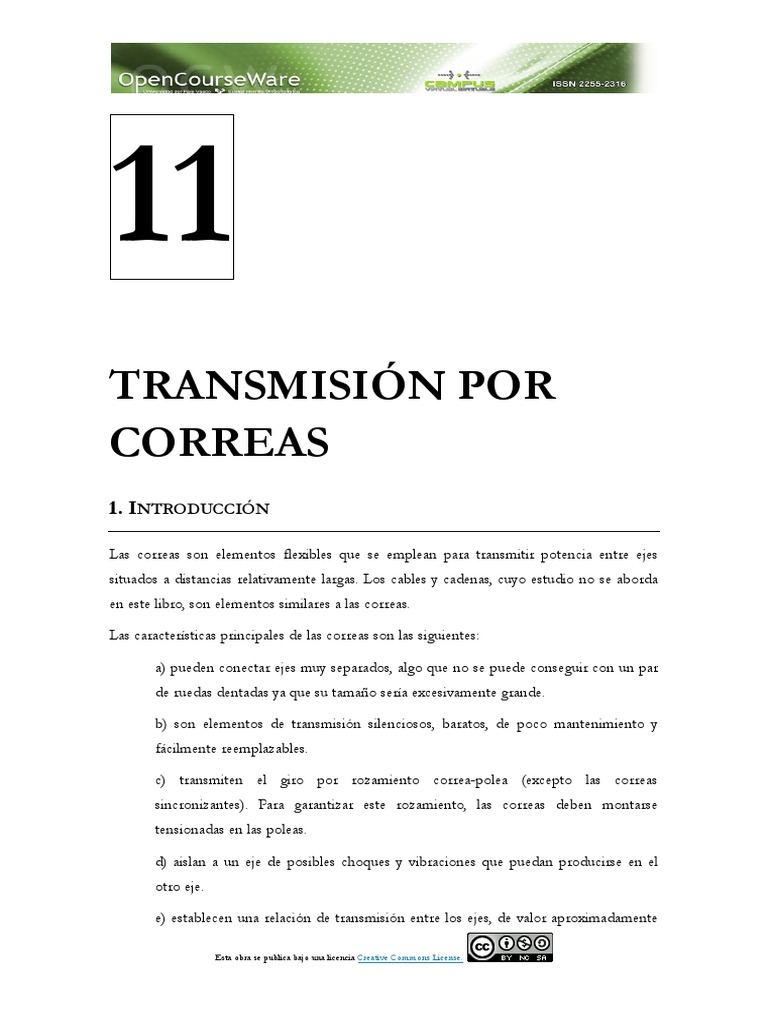Transmisión Por Correas | PDF | Eje | Engranaje