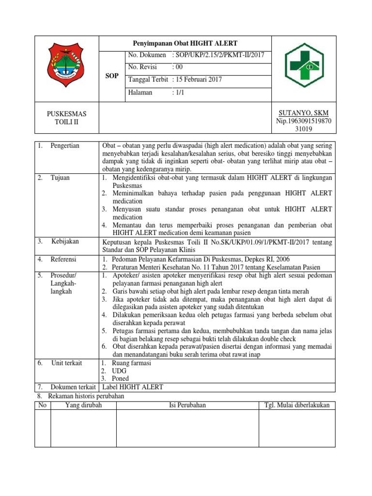 Penyimpanan Obat High Alert | PDF