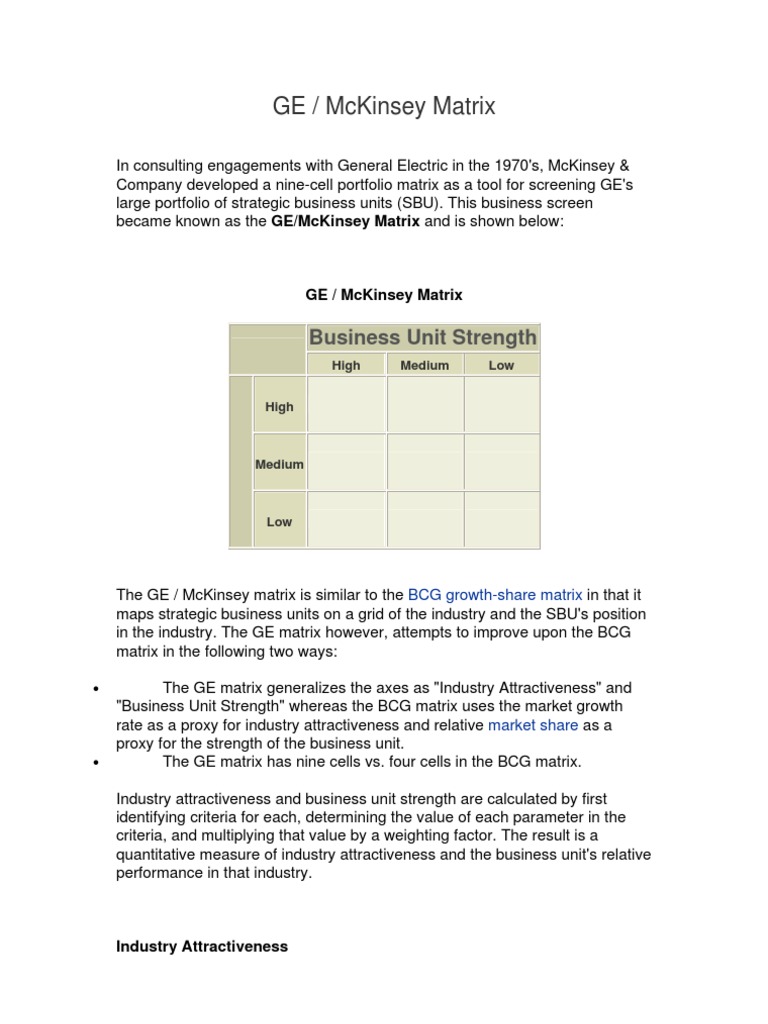 Ge Matrix | PDF | Matrix (Mathematics) | Market (Economics)