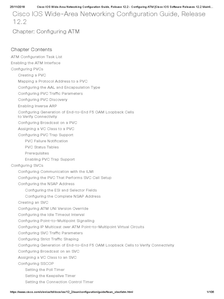 Configuring ATM Cisco | PDF | Asynchronous Transfer Mode | Computer Network