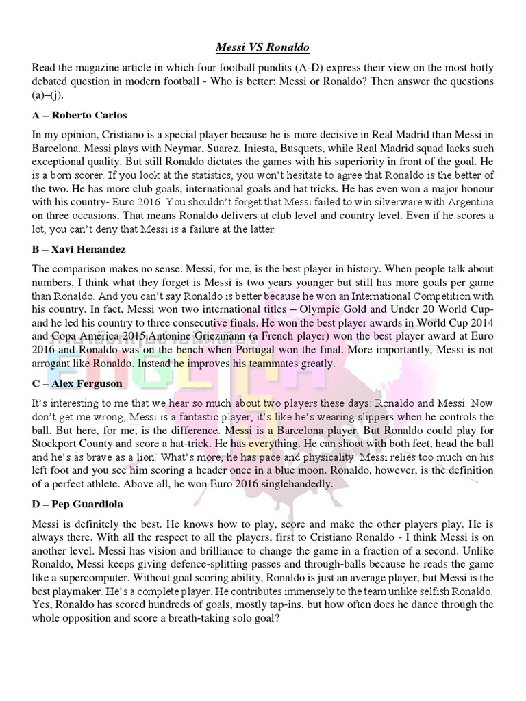 Messi VS Ronaldo: A - Roberto Carlos | PDF | Lionel Messi | Uefa ...