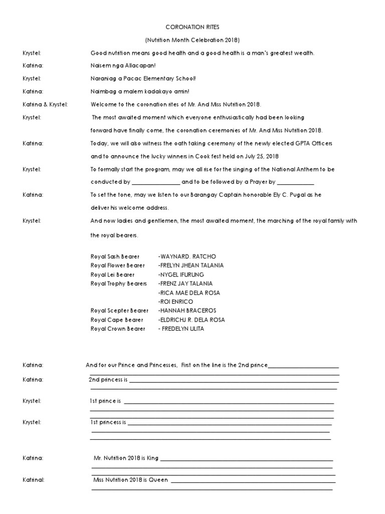 Coronation Rites Script | PDF | State Ritual And Ceremonies | Ceremonies