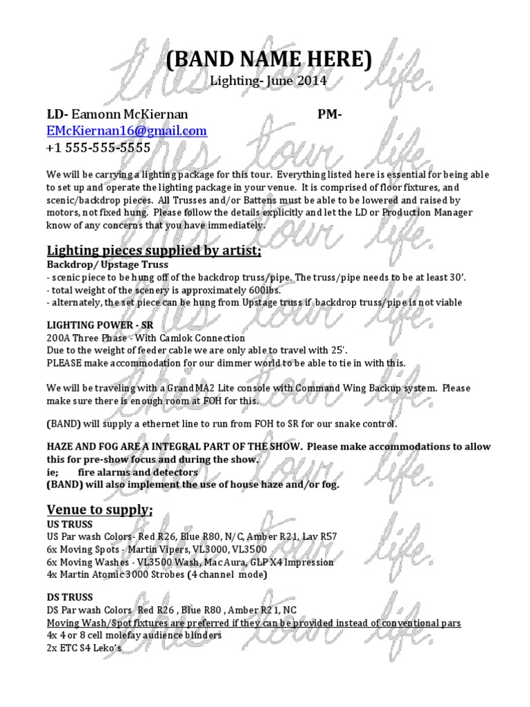This Tour Life Lighting Rider | PDF