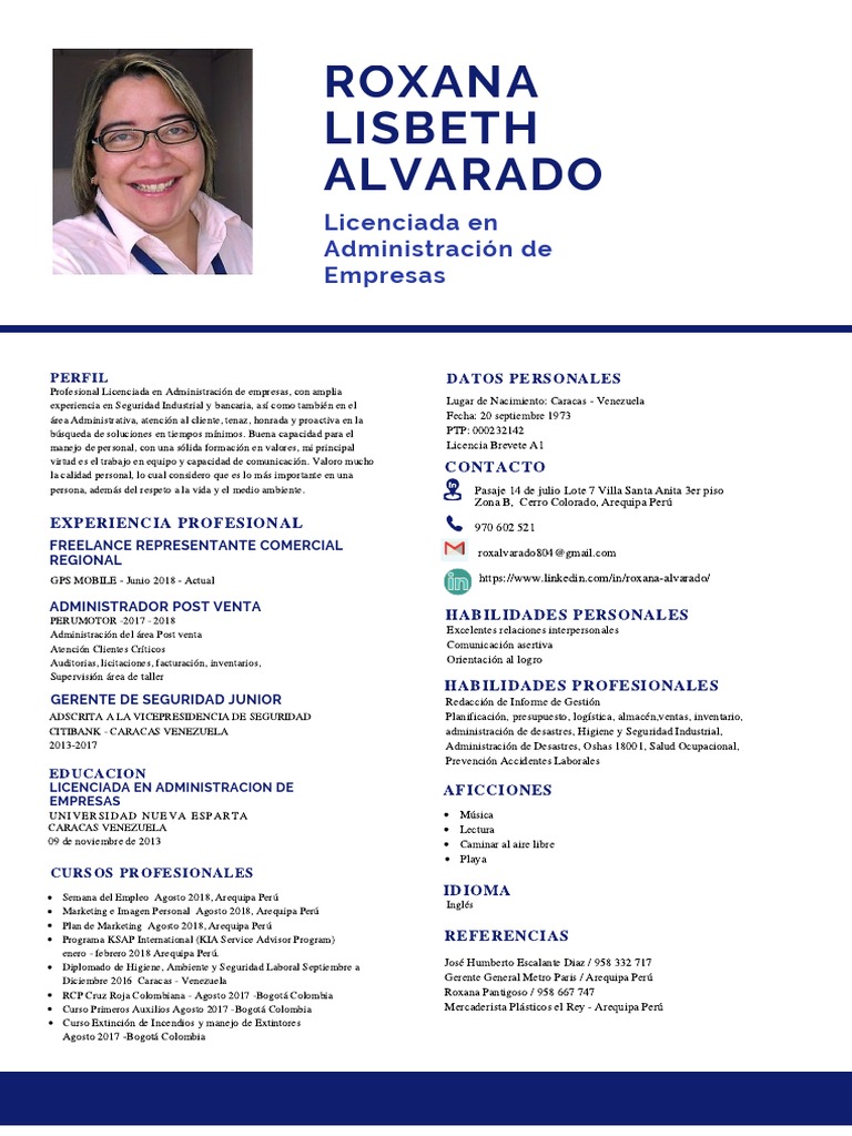 CV - Roxana Alvarado | PDF | Venezuela | Perú