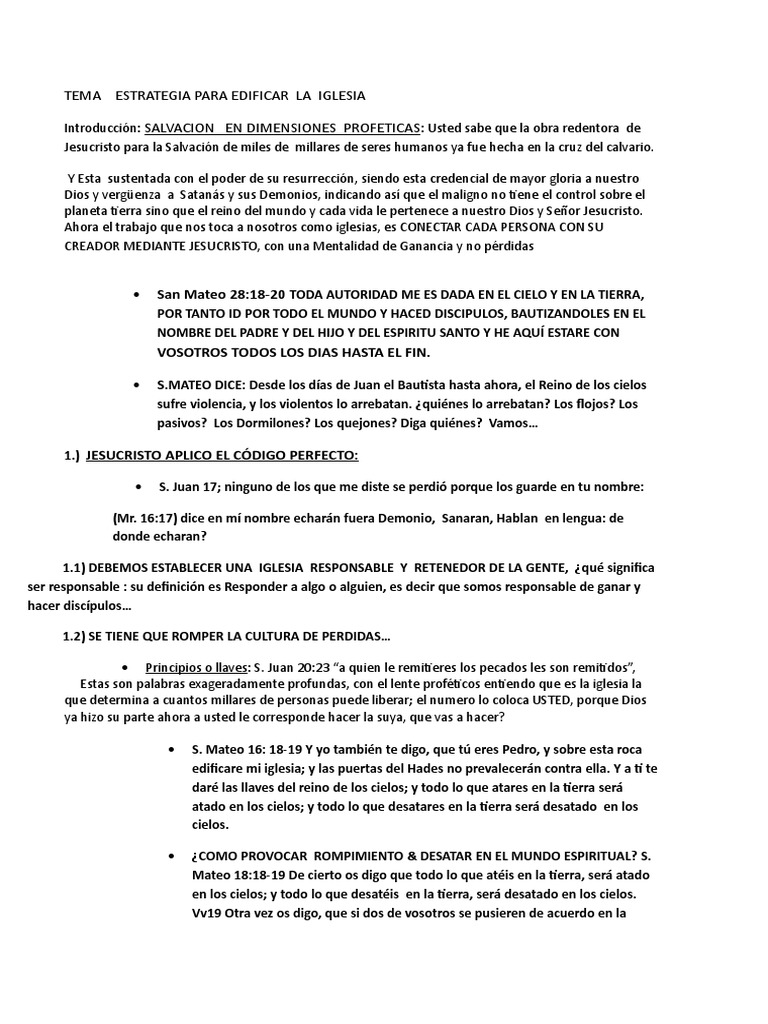 Tema Estrategia para Edificar La Iglesia | PDF | Salvación | Pecado