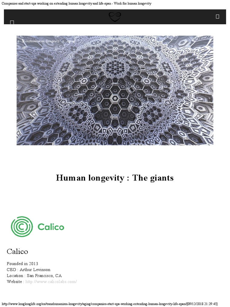 Human Longevity: The Giants: Calico | PDF