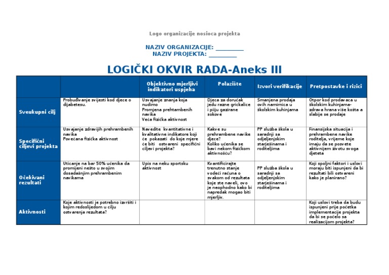 Matrica Logickog Okvira | PDF