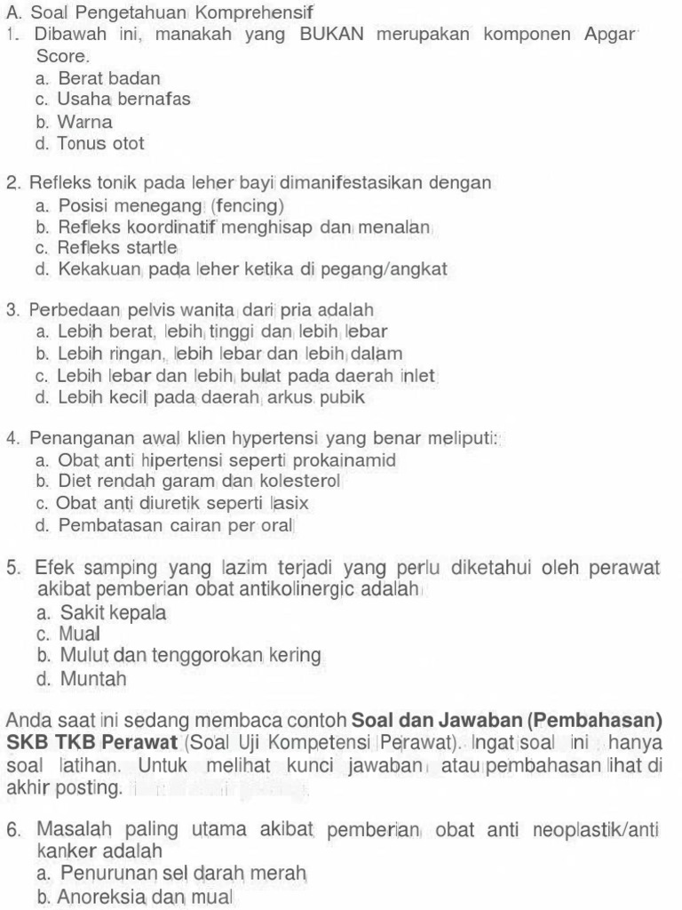 Soal SKB Perawat Cpns 2018 | PDF