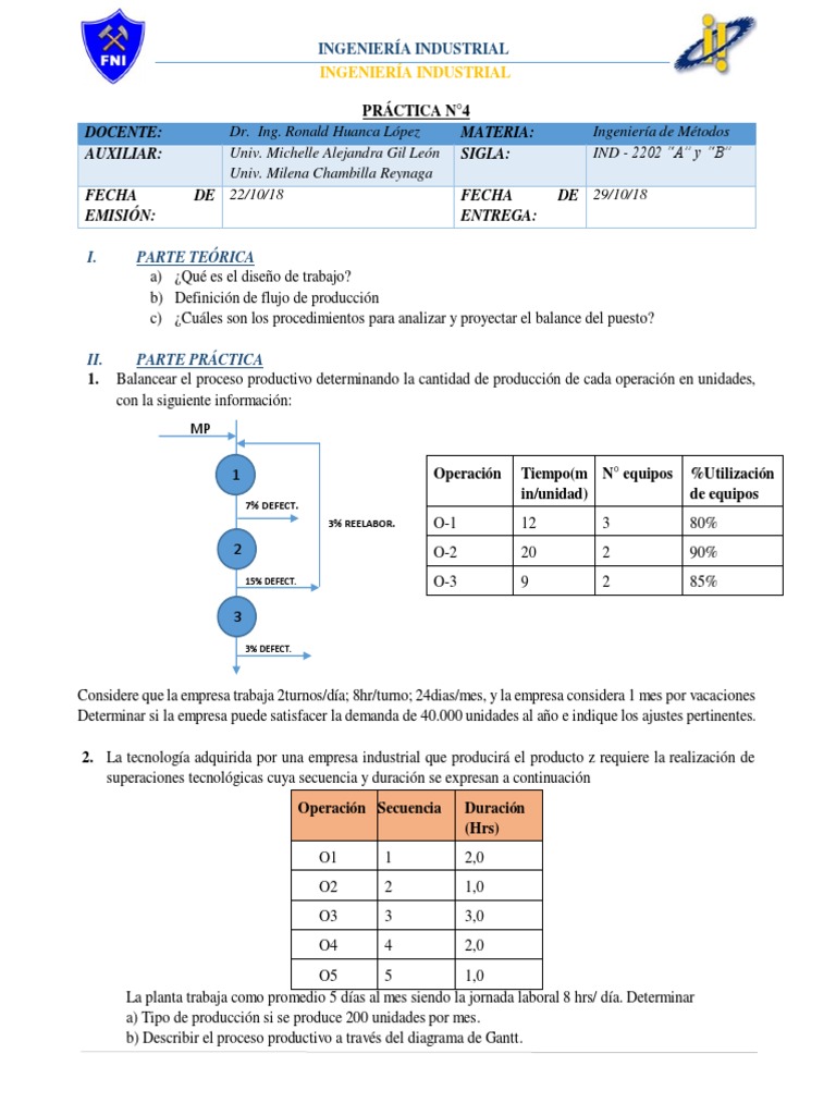 Practica N°4 Ind 2202 | PDF | Ingeniería Industrial | Fabricación e ingeniería
