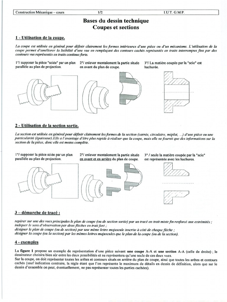 Bases Du Dessin Technique Coupes Et Sections PDF | PDF
