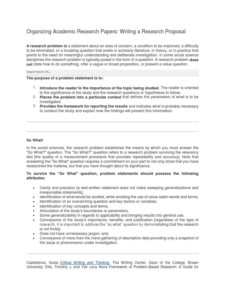 Organizing Academic Research Proposals | PDF | Question | Accuracy And ...