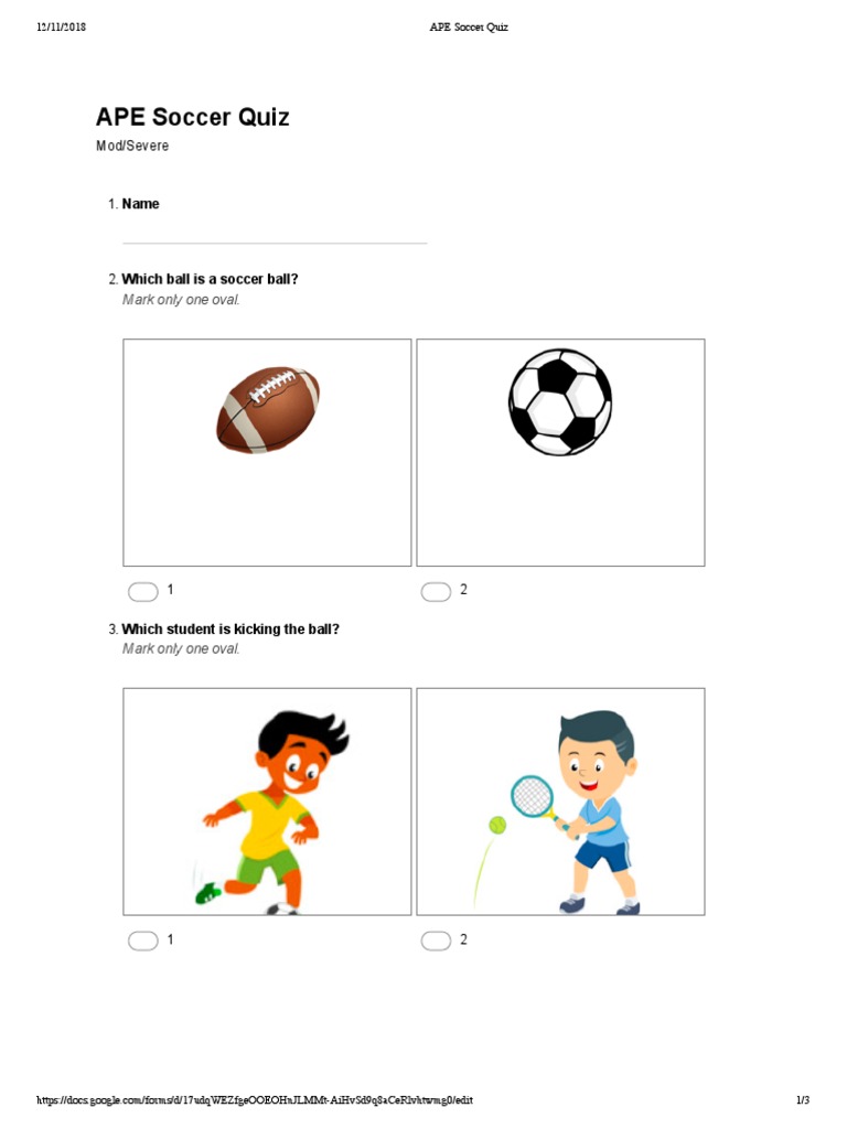 APE Soccer Quiz Questions | PDF | Sports & Recreation