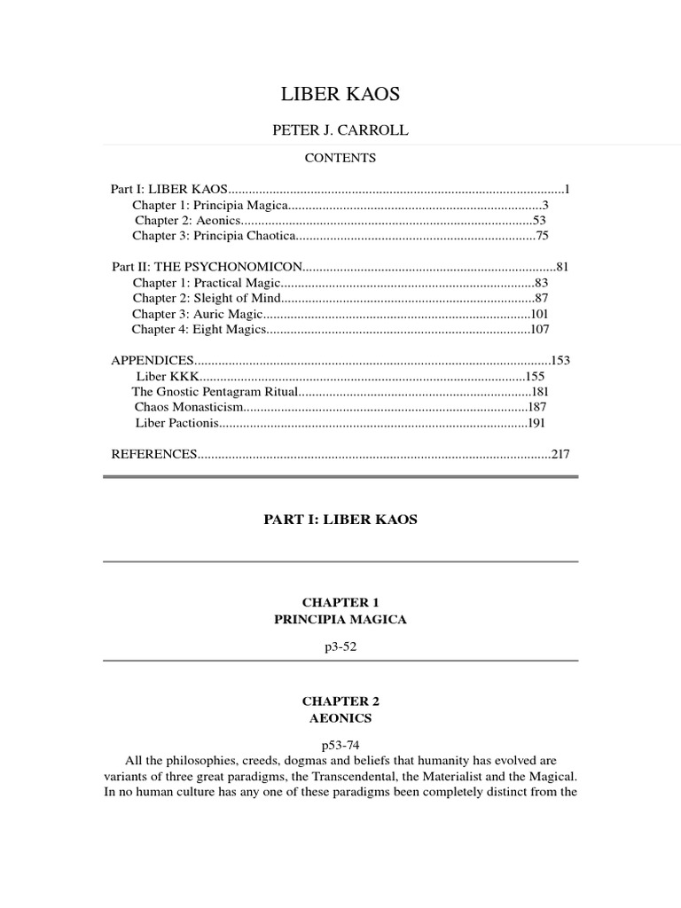 Carroll Peter J - Liber Kaos | PDF | Thought | Consciousness