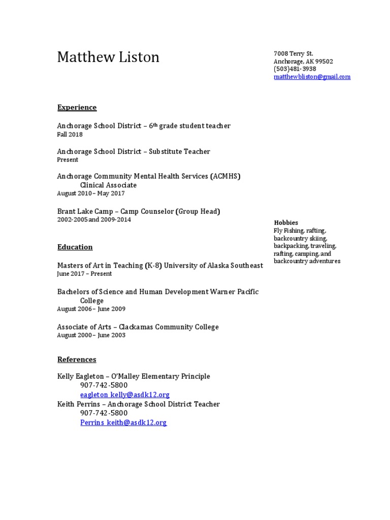Matthew Liston Resume | PDF