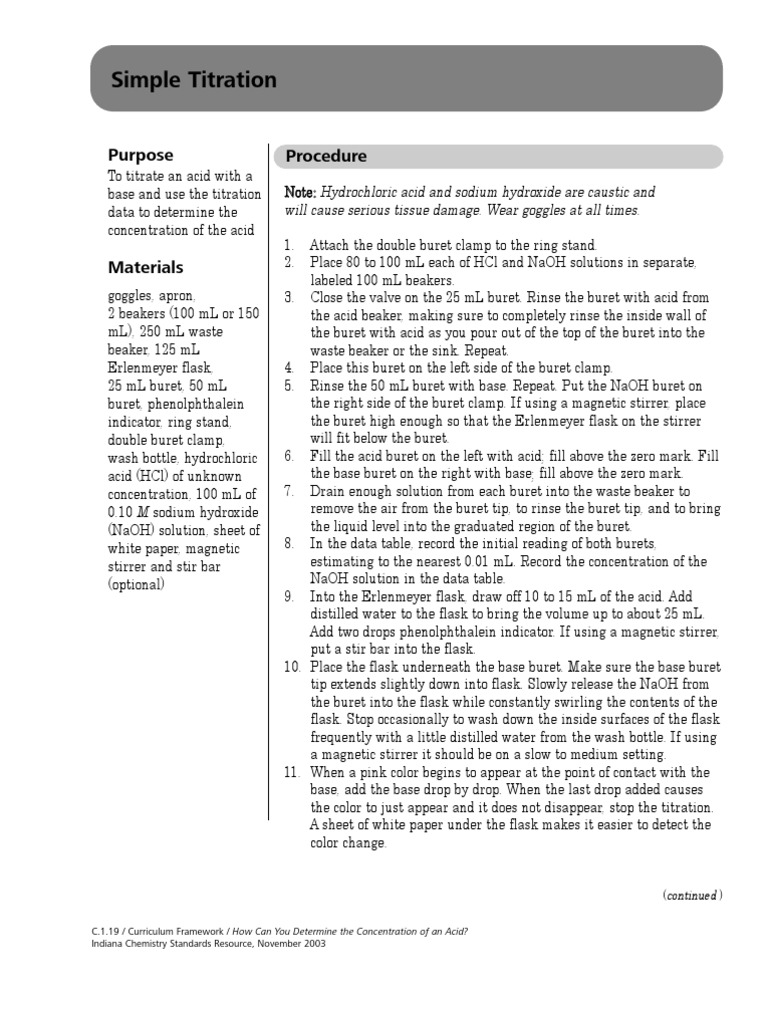 Simple Titration | PDF | Titration | Chemistry