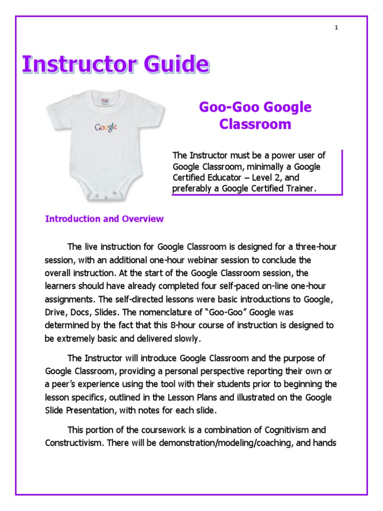 Instructor Guide For Googoogoogle Classroom | PDF | Classroom | Learning