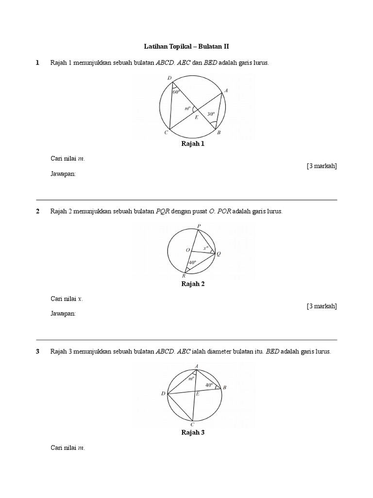 Latihan Topikal Bulatan II | PDF