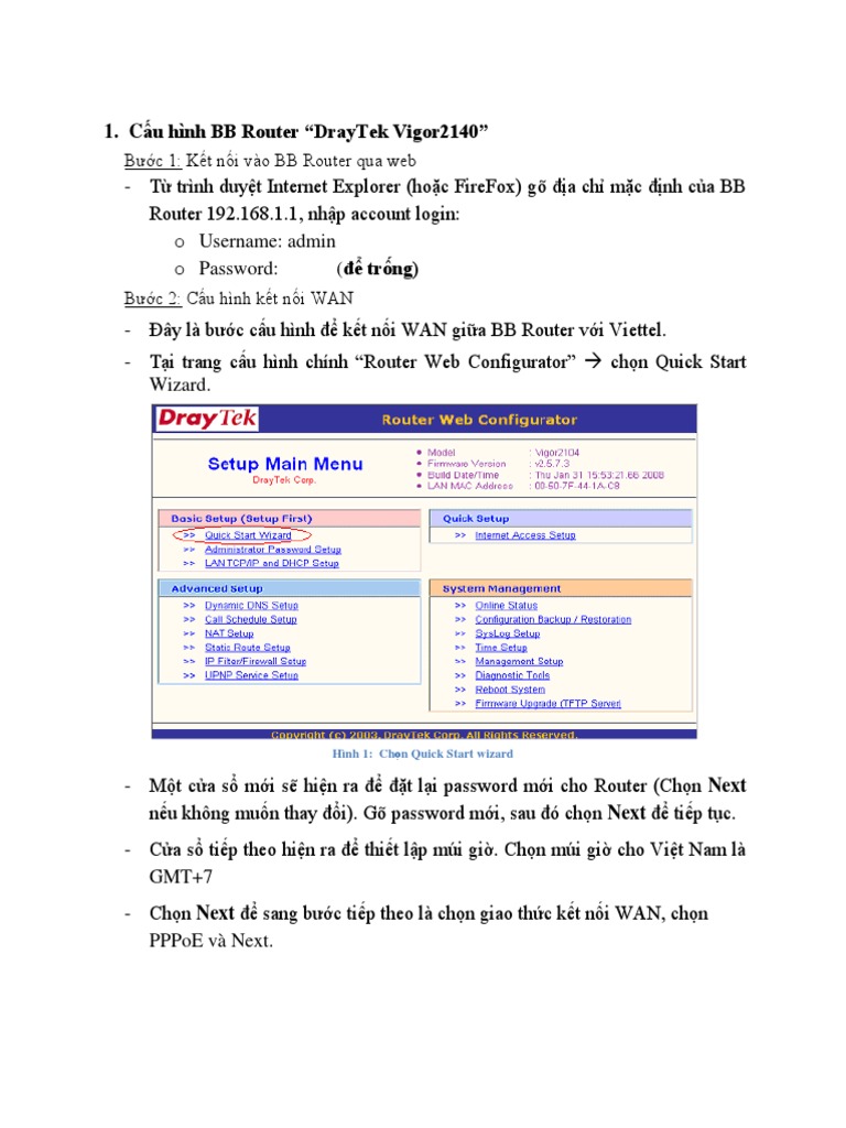 HD Cau Hinh BB Router Draytek | PDF