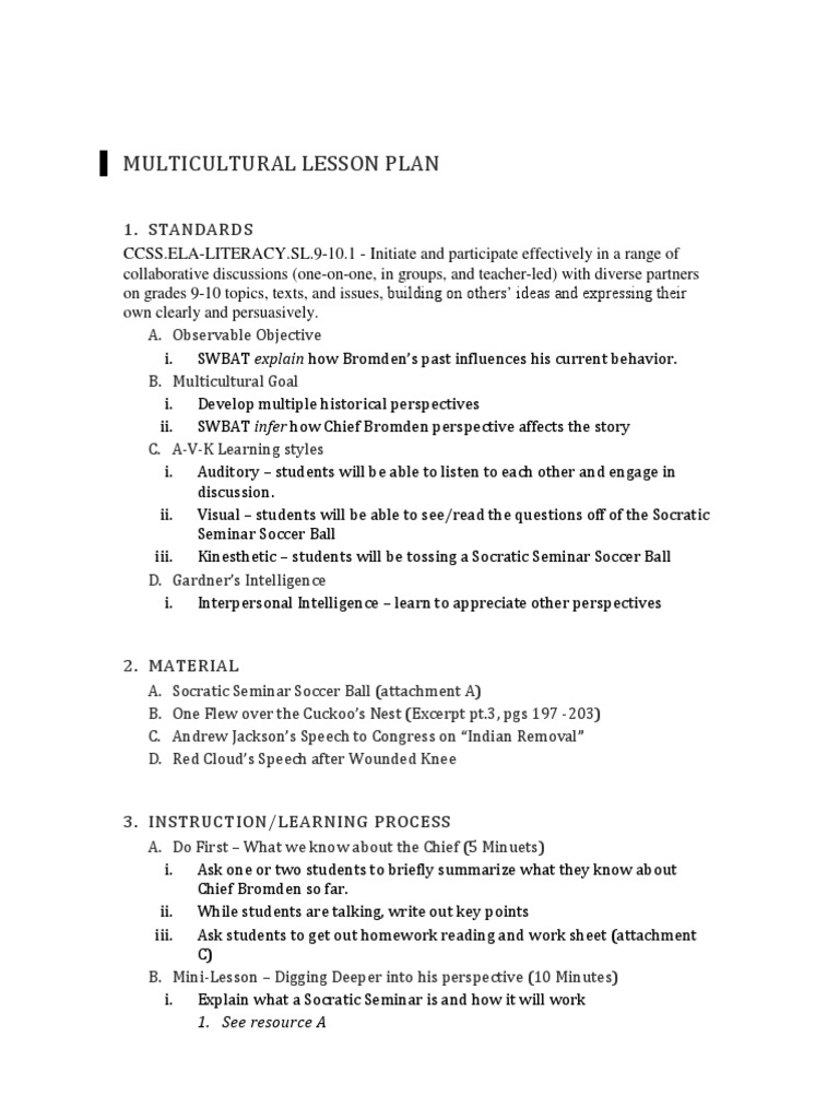 Edu 280 Multicultural Lesson Plan | PDF | Natural And Legal Rights ...