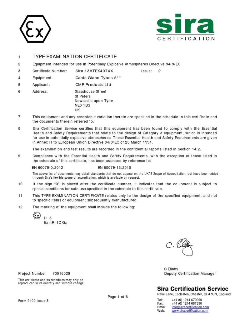 Atex A2f A2frc A2e A2ffc Ex NR Sira | PDF | Manufactured Goods ...
