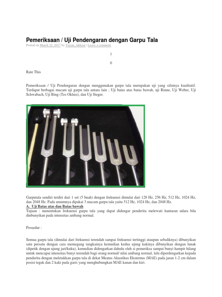 Pemeriksaan Uji Pendengaran Dengan Garpu Tala | PDF