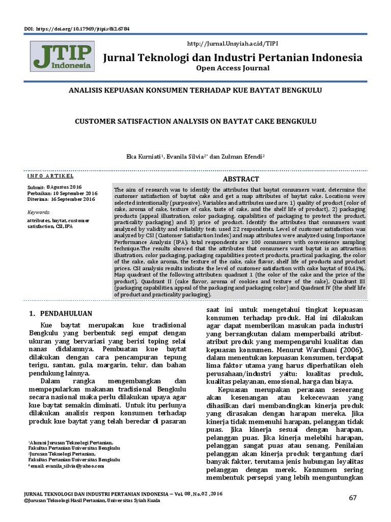 Analisis Kepuasan Konsumen Terhadap Kue Baytat Ben | PDF