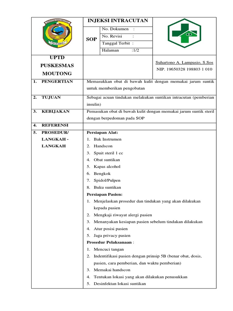 Sop Injeksi I.C | PDF