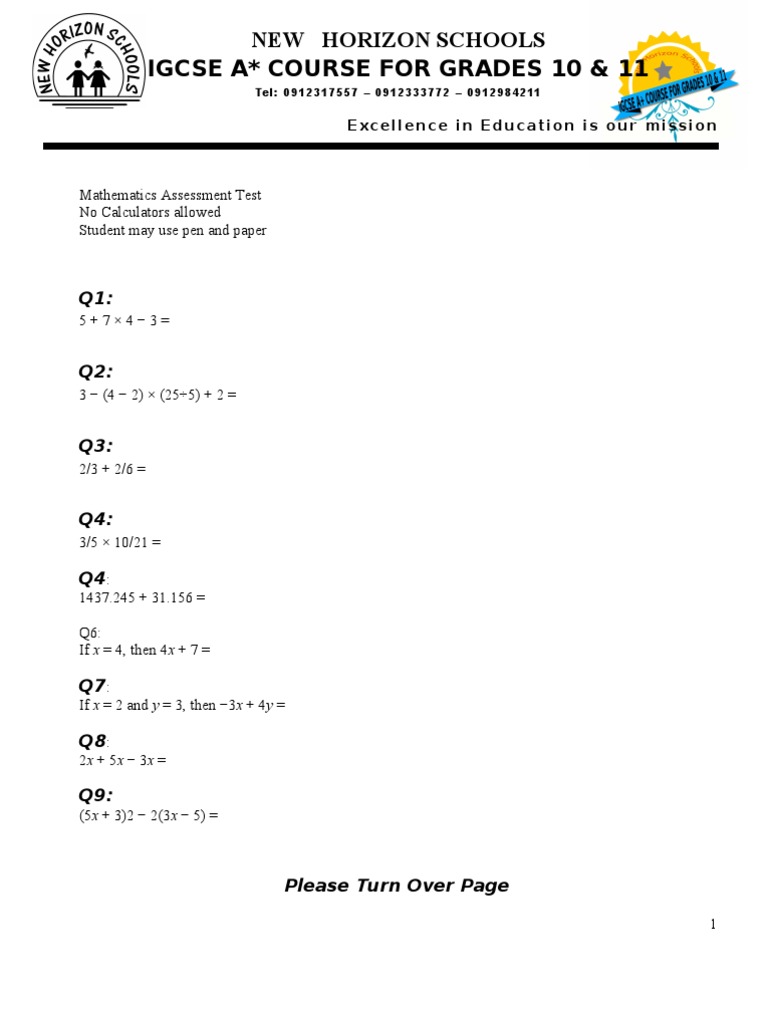 Maths Test | PDF | Elementary Mathematics | Geometry
