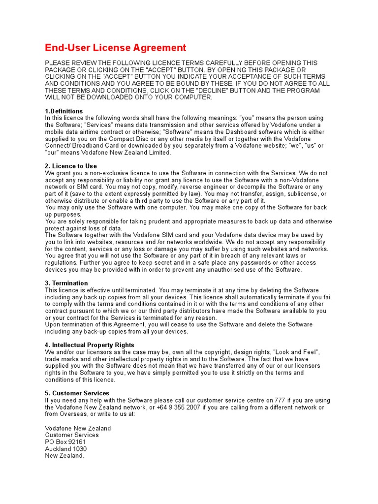 End-User License Agreement: 1.definitions | PDF | License | Damages