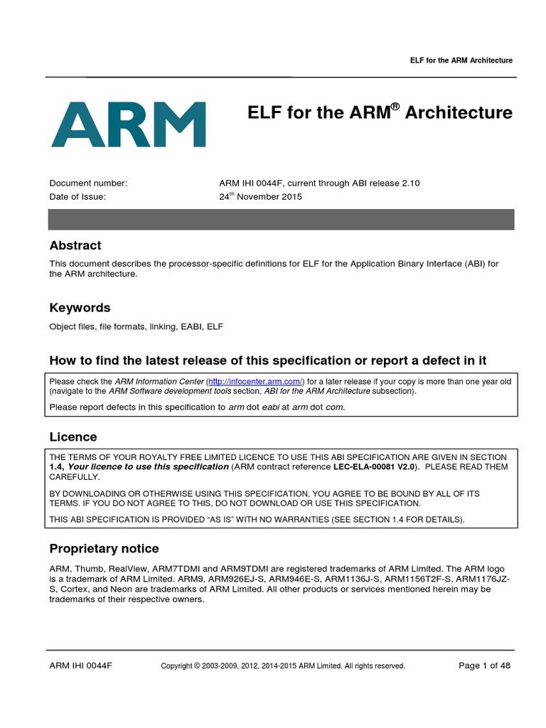 ELF File Description For The ARM Architecture | Download Free PDF ...