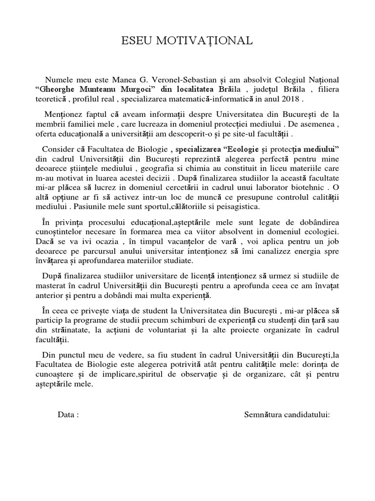 Eseu Motivational | PDF